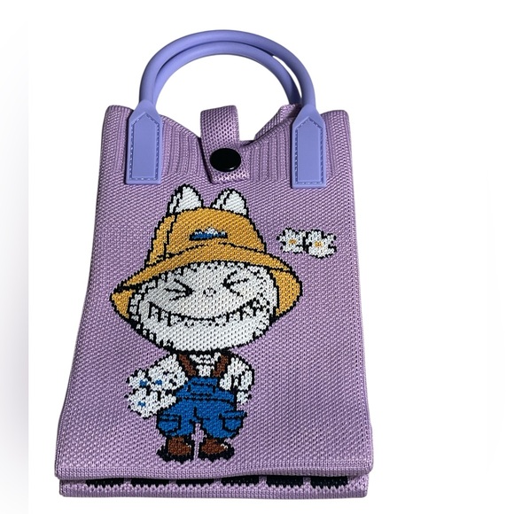 Bags | Labubu Graphic Knit Purple Tote Bag With Shoulder Strap | Poshmark